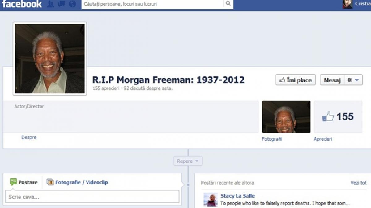 Indrăgitul actor Morgan Freeman, declarat MORT pe Facebook (VIDEO)